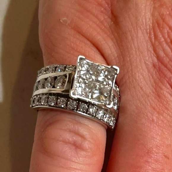 Macy's | Jewelry | Diamond Princess Cluster Channelset Engagement Ring ...